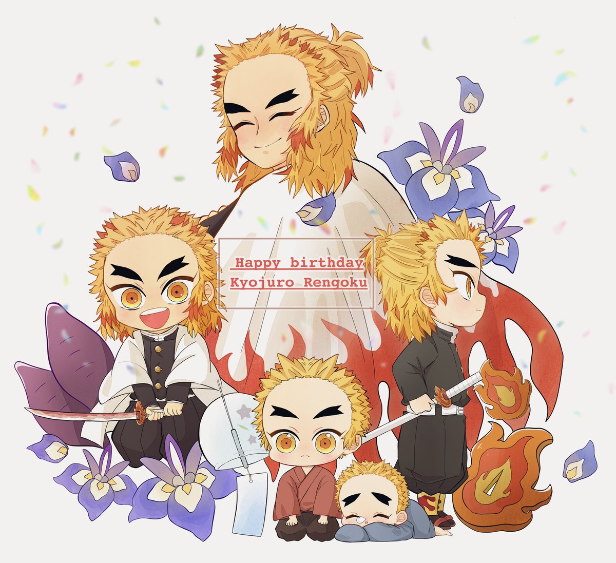 rengoku kyoujurou forked eyebrows black pants smile demon slayer ...