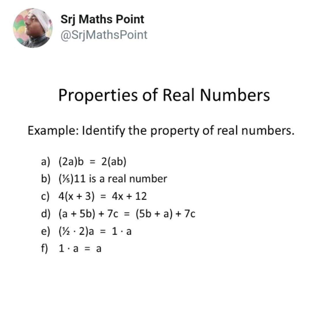 Properties Of Real Numbers