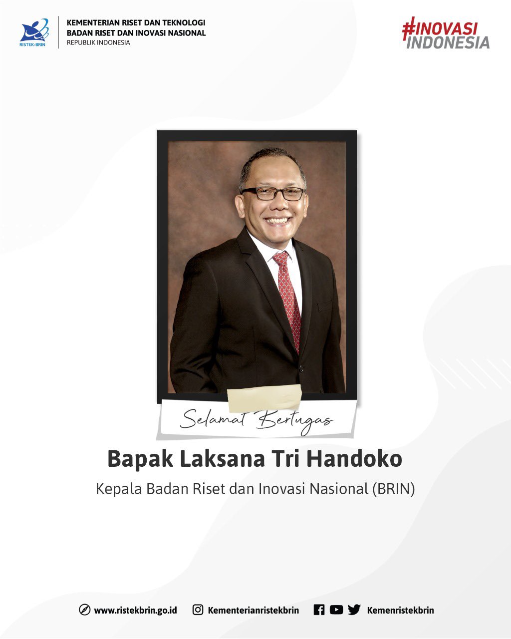 BRIN Indonesia on Twitter: "Selamat atas dilantiknya Bapak Nadiem Makarim sebagai Menteri ...