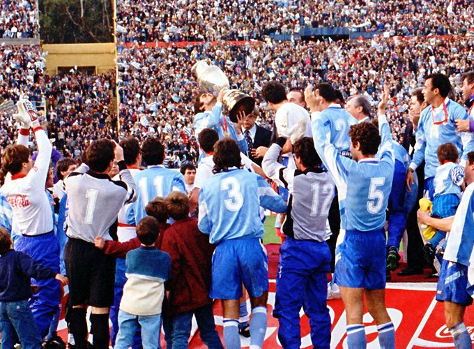 Photo from 1995 - Enzo Francescoli lifts Uruguay's 14th Copa America in ...