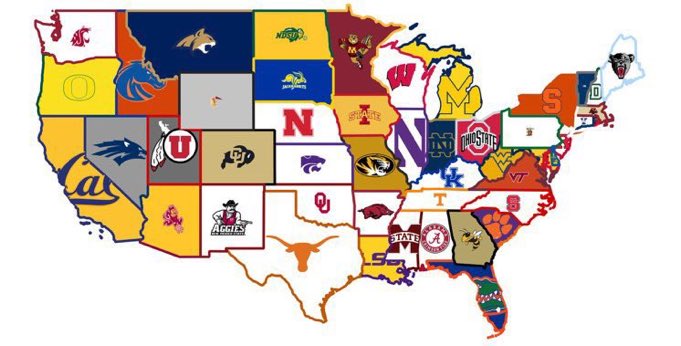 College Football Fan Base Map