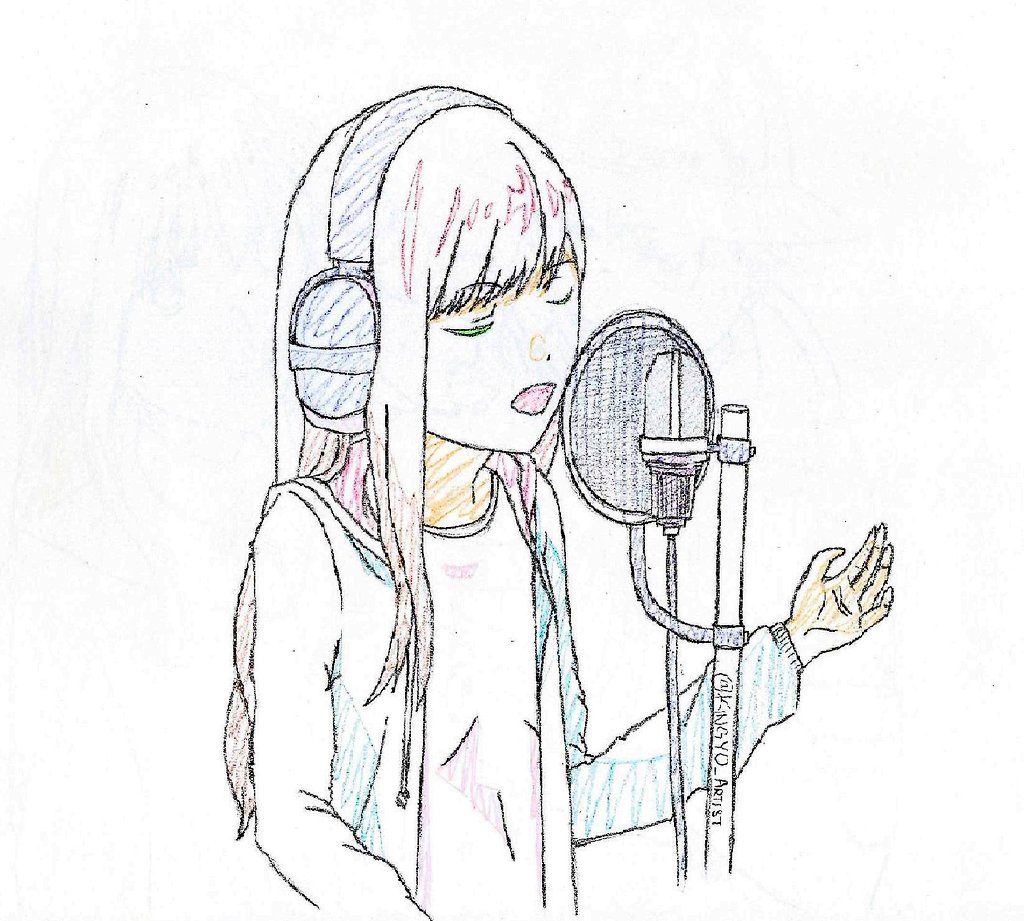 Anime Girl Singing Drawing