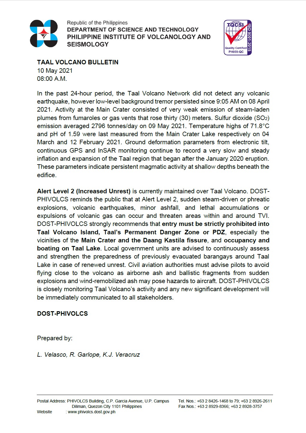 PHIVOLCS-DOST on Twitter: "TAAL VOLCANO BULLETIN Ika-10 ng Mayo 2021 Ika-8 ng umaga #TaalVolcano ...