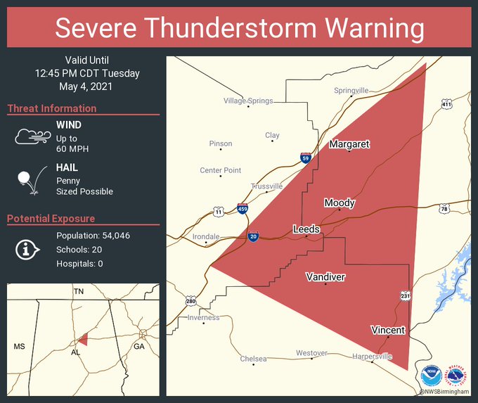 A Severe Thunderstorm Warning Has Been Issued For Shelby, Jefferson, and St. Clair Counties ...
