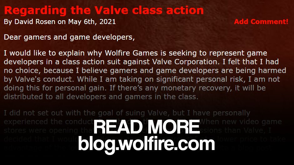 Wolfire Games on Twitter: "Regarding the Valve class action - https://t.co/57jQeZhqGX https://t ...