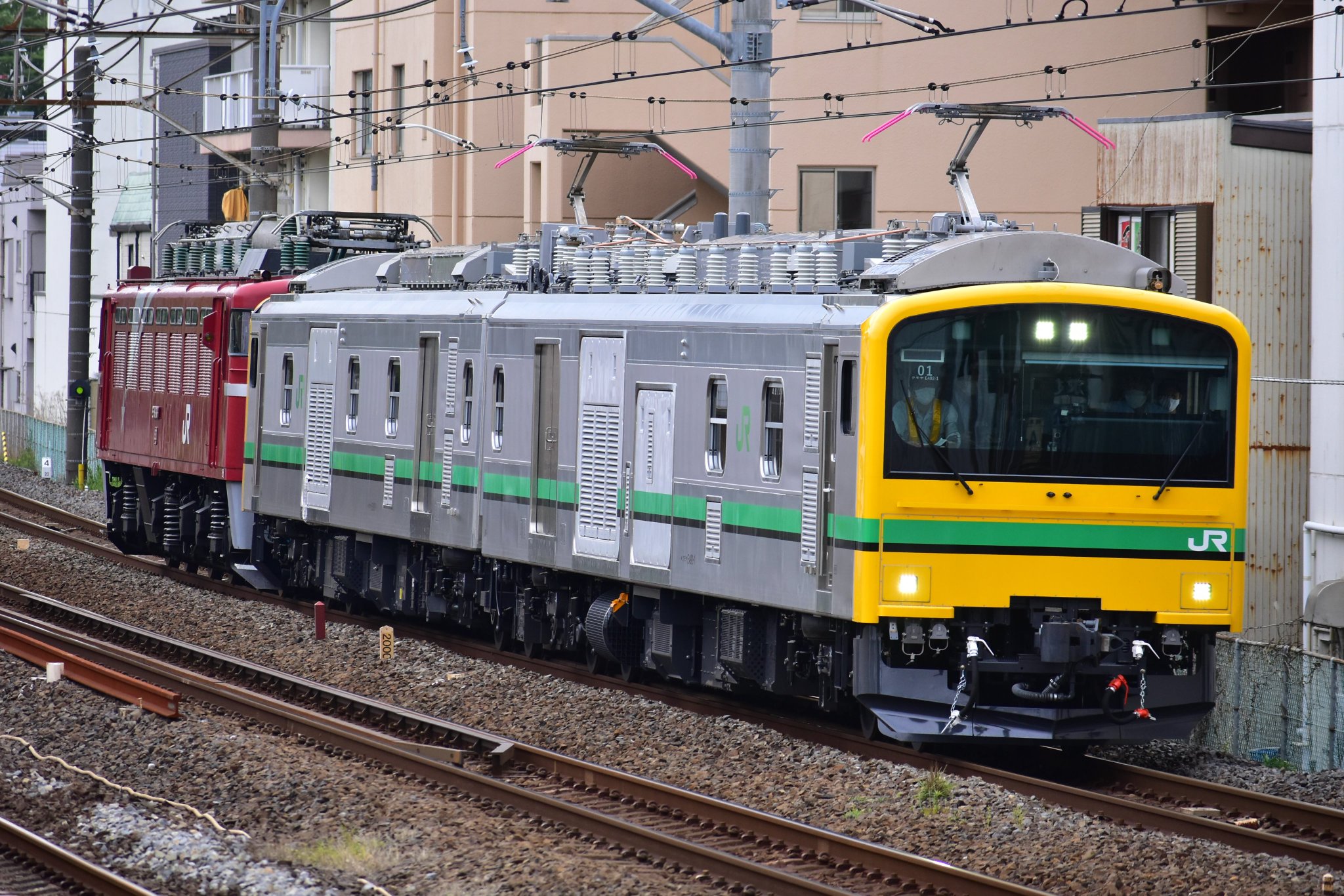 シャララ on Twitter: "クモヤE493系死重試験 試9431M E493系01編成+EF81 98(ムド) 無動力の81を牽引しての試運転が常磐線で実施されました。 2021/05 ...