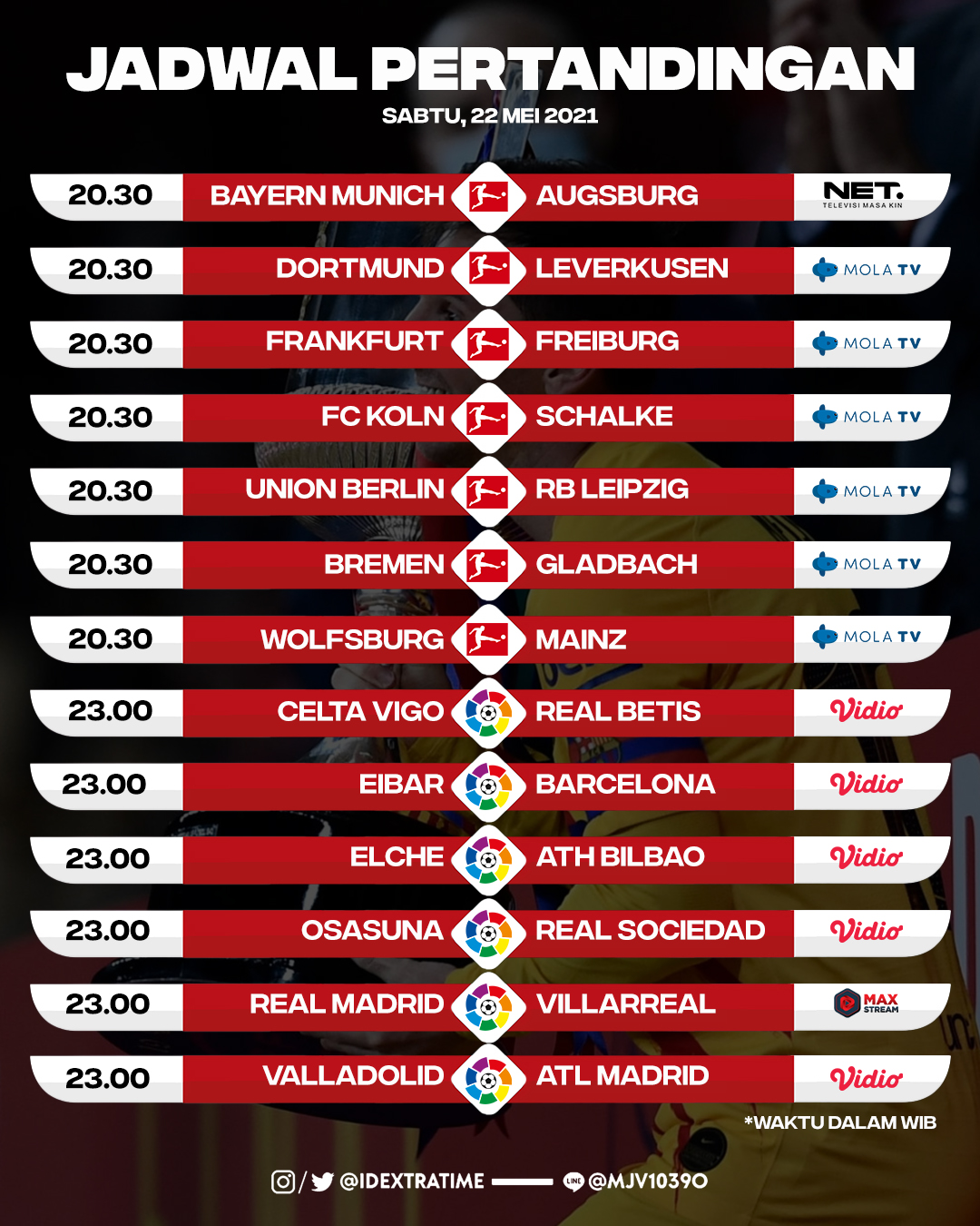 Extra Time Indonesia On Twitter Jadwal Bola Malam Ini 20 30 Munchen