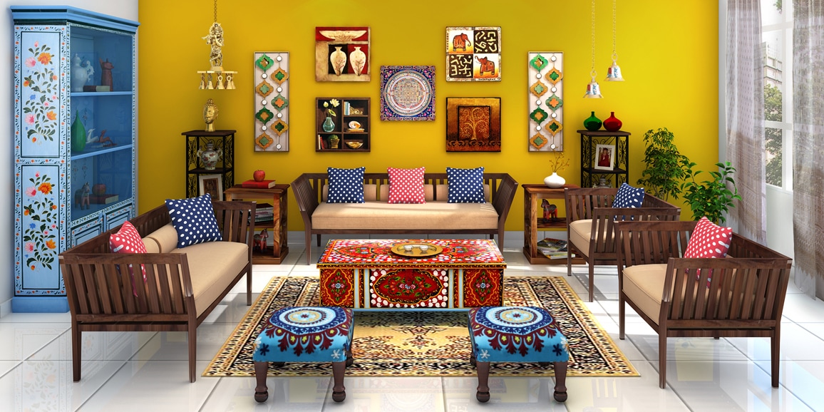 Large Impressive Ethnic Living Room Designs