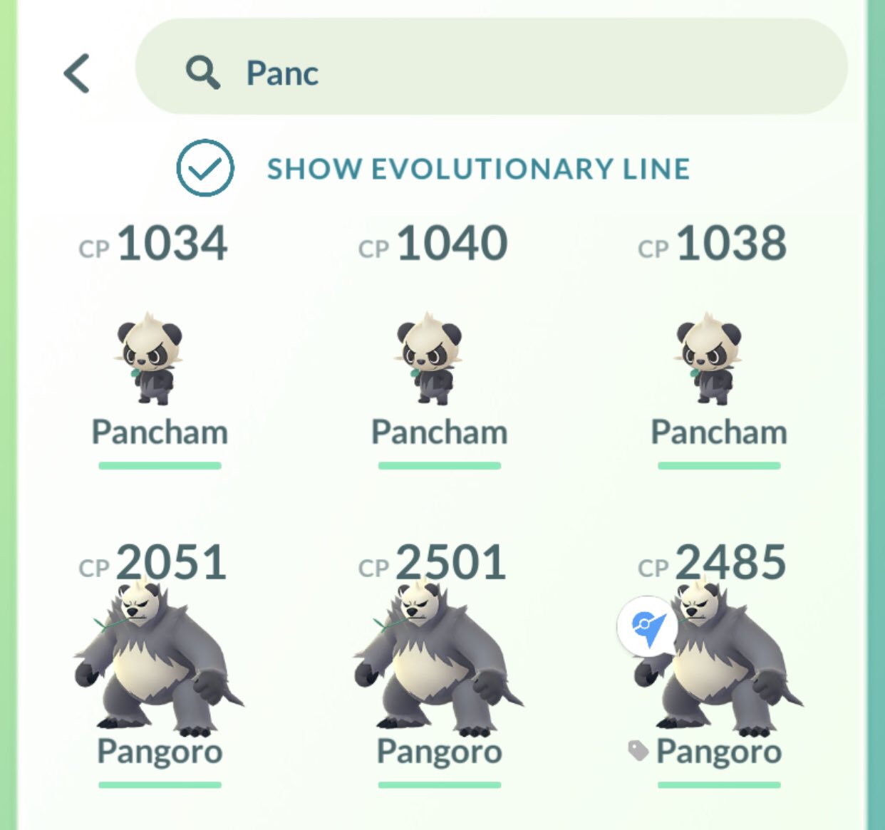 Pancham Evolution Chart Pangoro CP And IV Chart