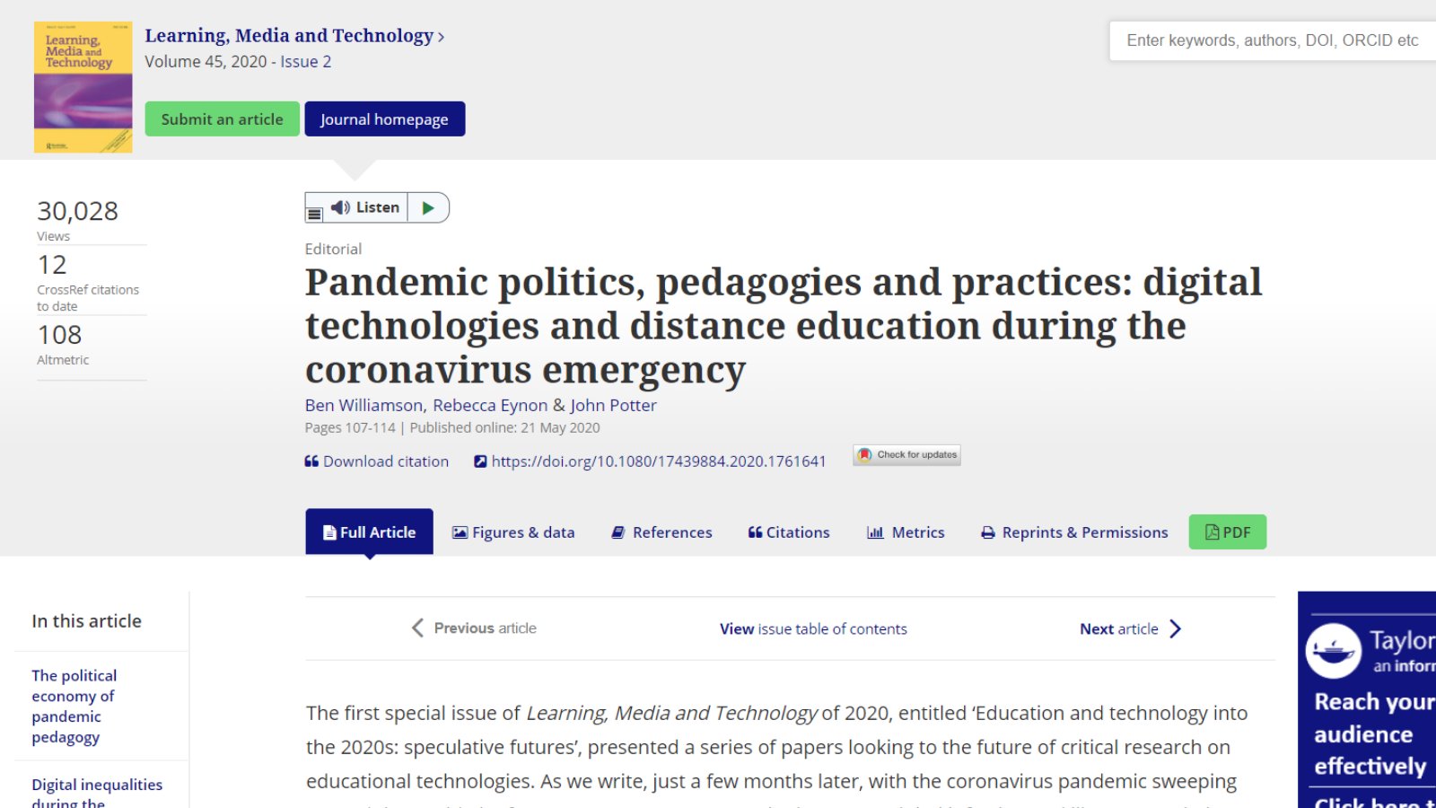 Routledge Education Research on Twitter: "One year ago today, this high ...