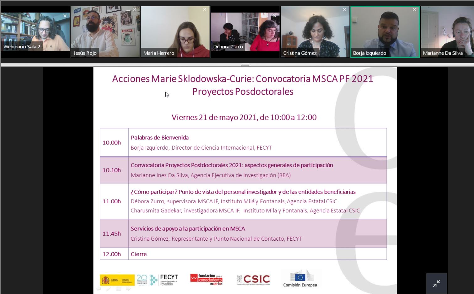 FECYT on Twitter: " ️Primera sesión informativa sobre la Convocatoria MSCA PF 2021 de # ...