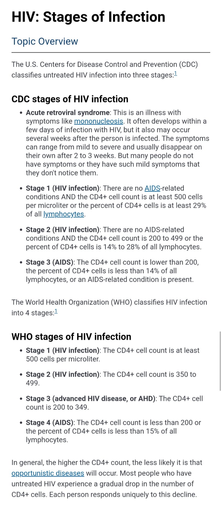 Stages Of Aids