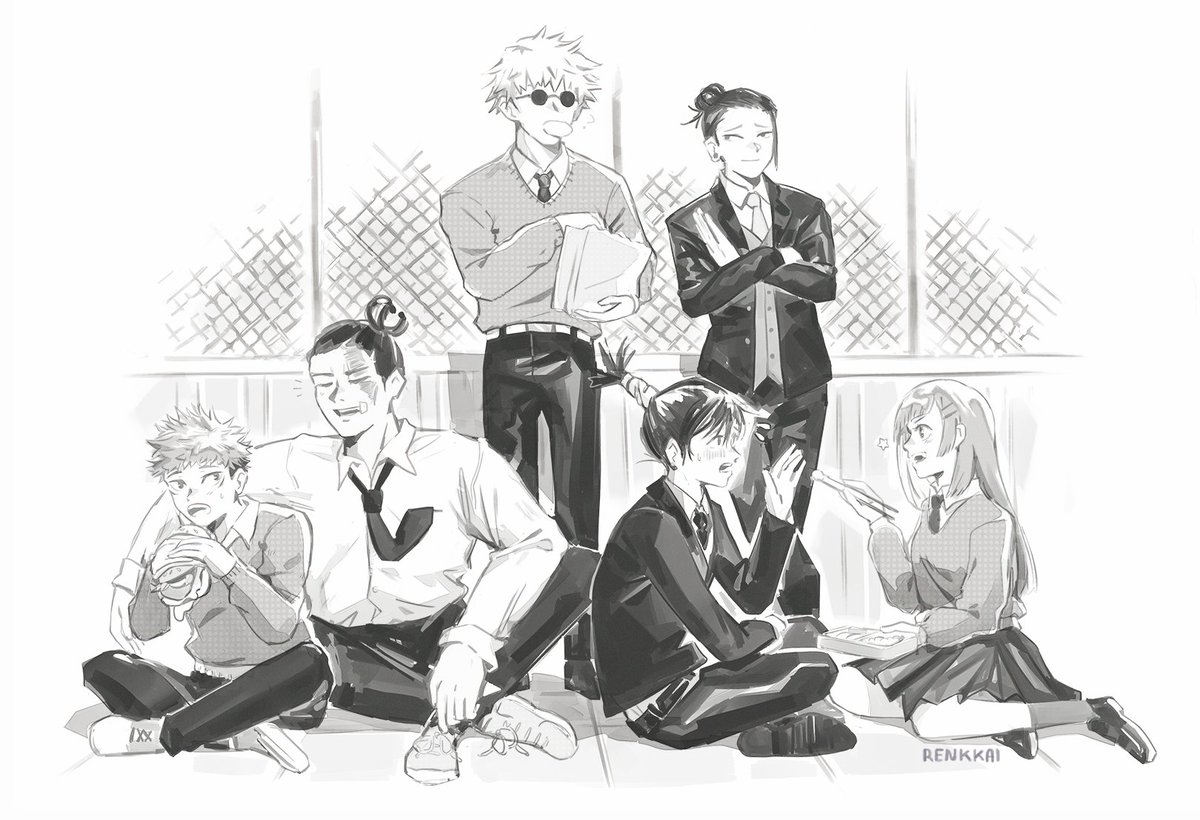 「JJK high school AU commission! #呪術廻戦 #JujutsuKaisen 」REN 🪶の漫画
