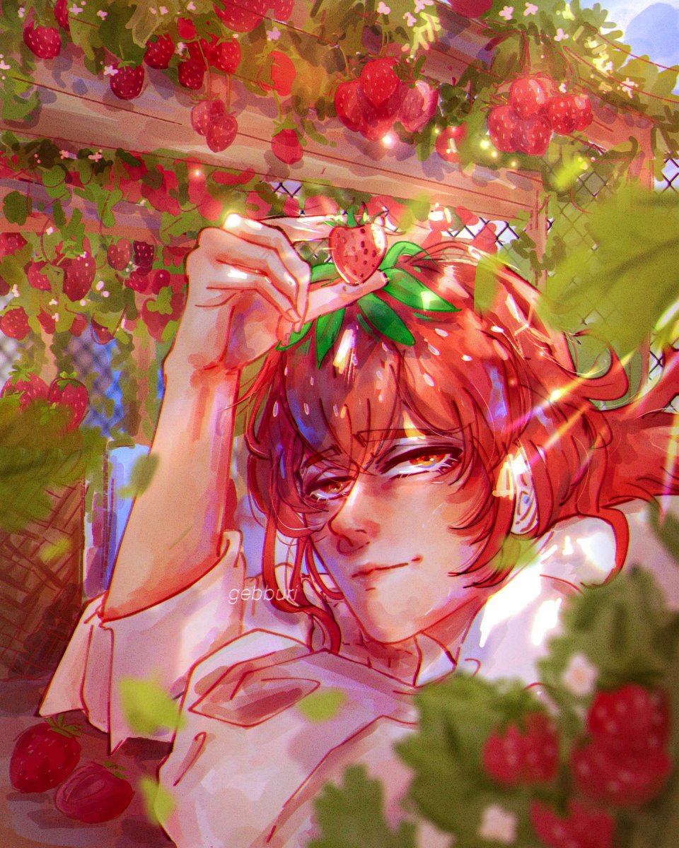「strawberry diluc 🍓 #GenshinImpact #原神」|gab ☆ esgsのイラスト