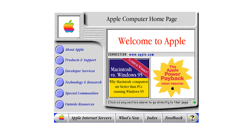 Welcome to the web design museum. Let's take a tour. First up, Apple in ...