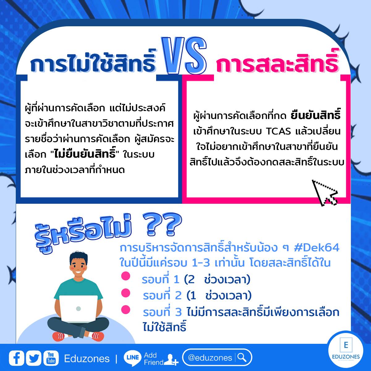 eduzones on Twitter: "#dek64 ต้องรู้ การไม่ใช้สิทธิ์ VS สละสิทธิ์ แตกต่างกันอย่างไร โดยในระบบ ...