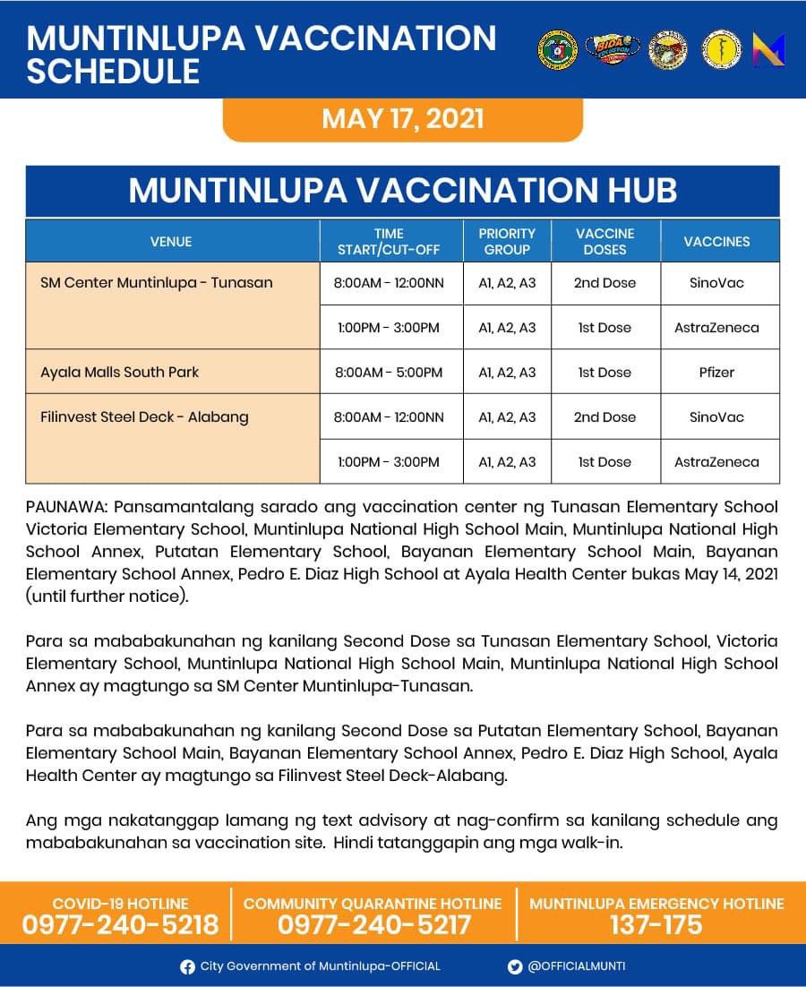 Official Muntinlupa On Twitter [updated] Vaccination Sa Munti
