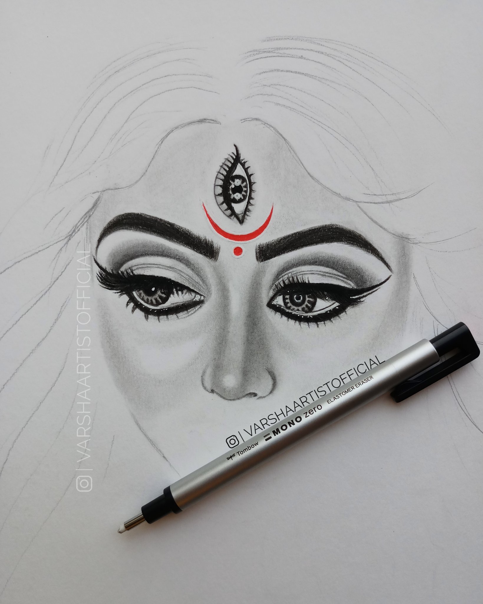 How To Draw Maa Durga Face Easy Pencil Sketch For Bginners, 51% OFF