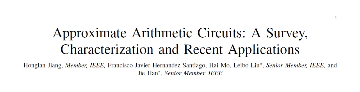 OGAWA, Tadashi on Twitter: "=> "Approximate Arithmetic Circuits: A Survey, Characterization and ...