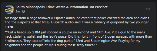 Crimewatchmpls On Twitter Message From One Of Our Followers About A