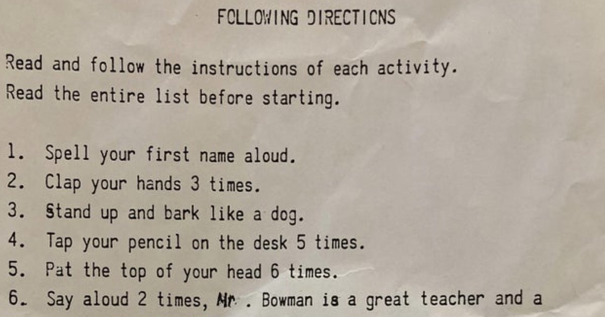Follow Teachers Instructions