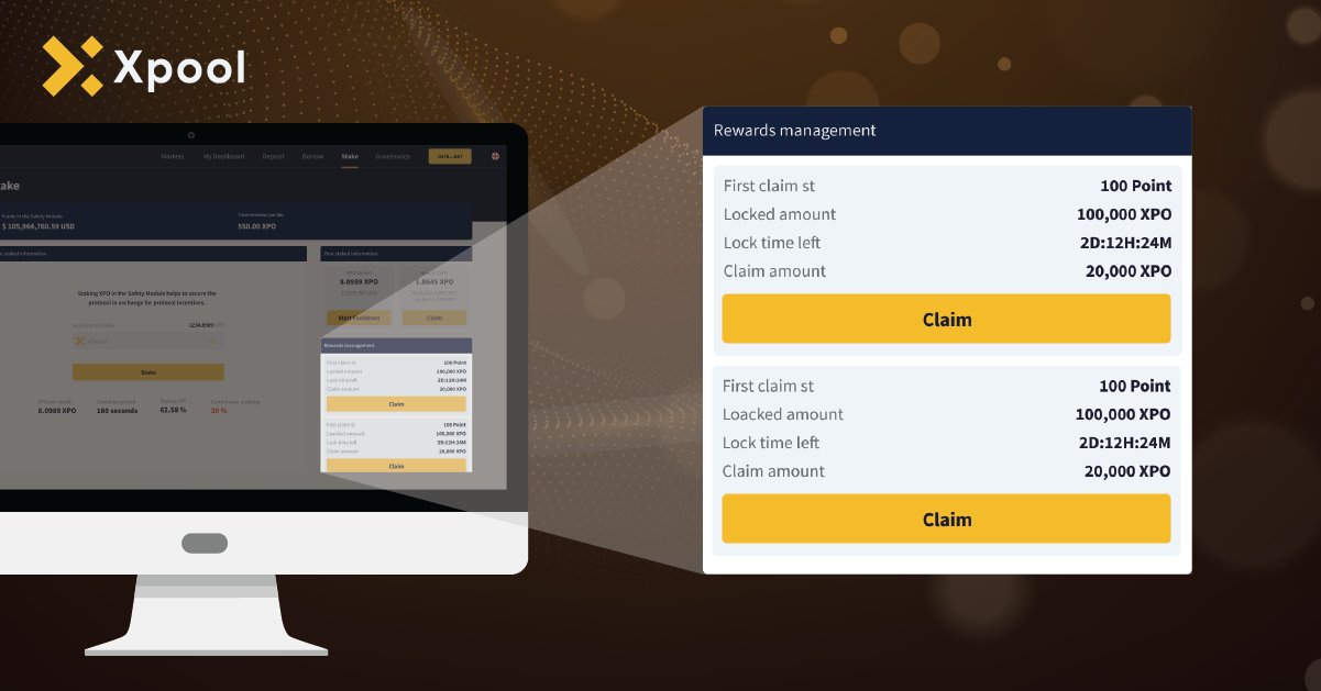 Xpool on Twitter: "🧑‍💻We build a nice view for Stakers to manage their locked rewards, which ...