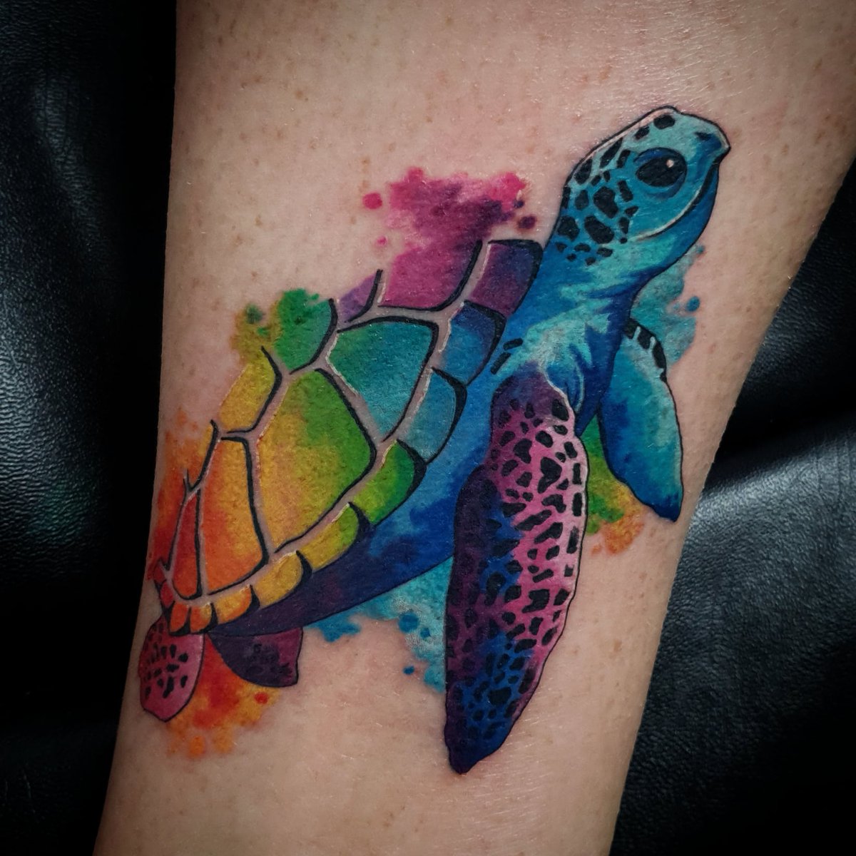 Watercolor Sea Turtle Tattoo