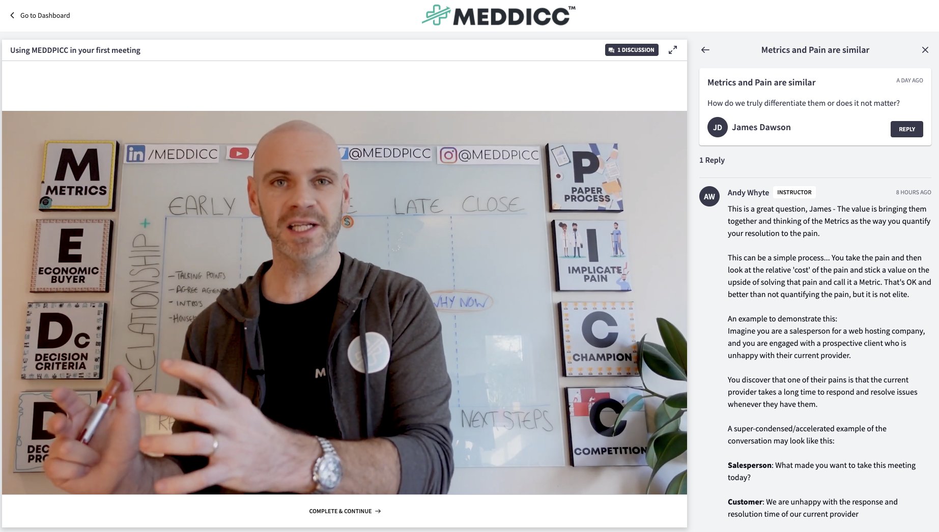 MEDDICC on Twitter: "I took a screenshot of the MEDDPICC Masterclass to illustrate to a ...