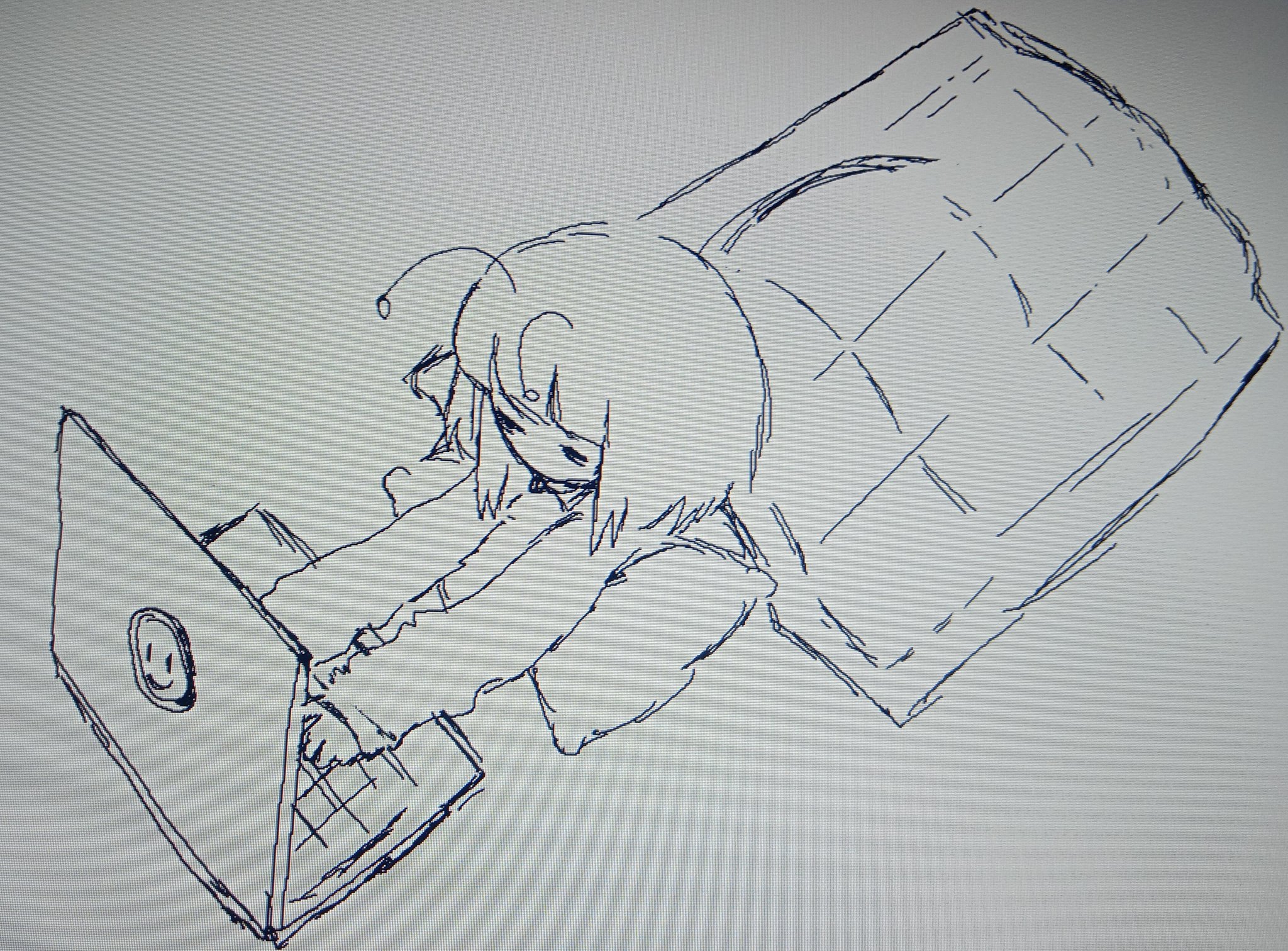 Anime Girl Drawing On Computer