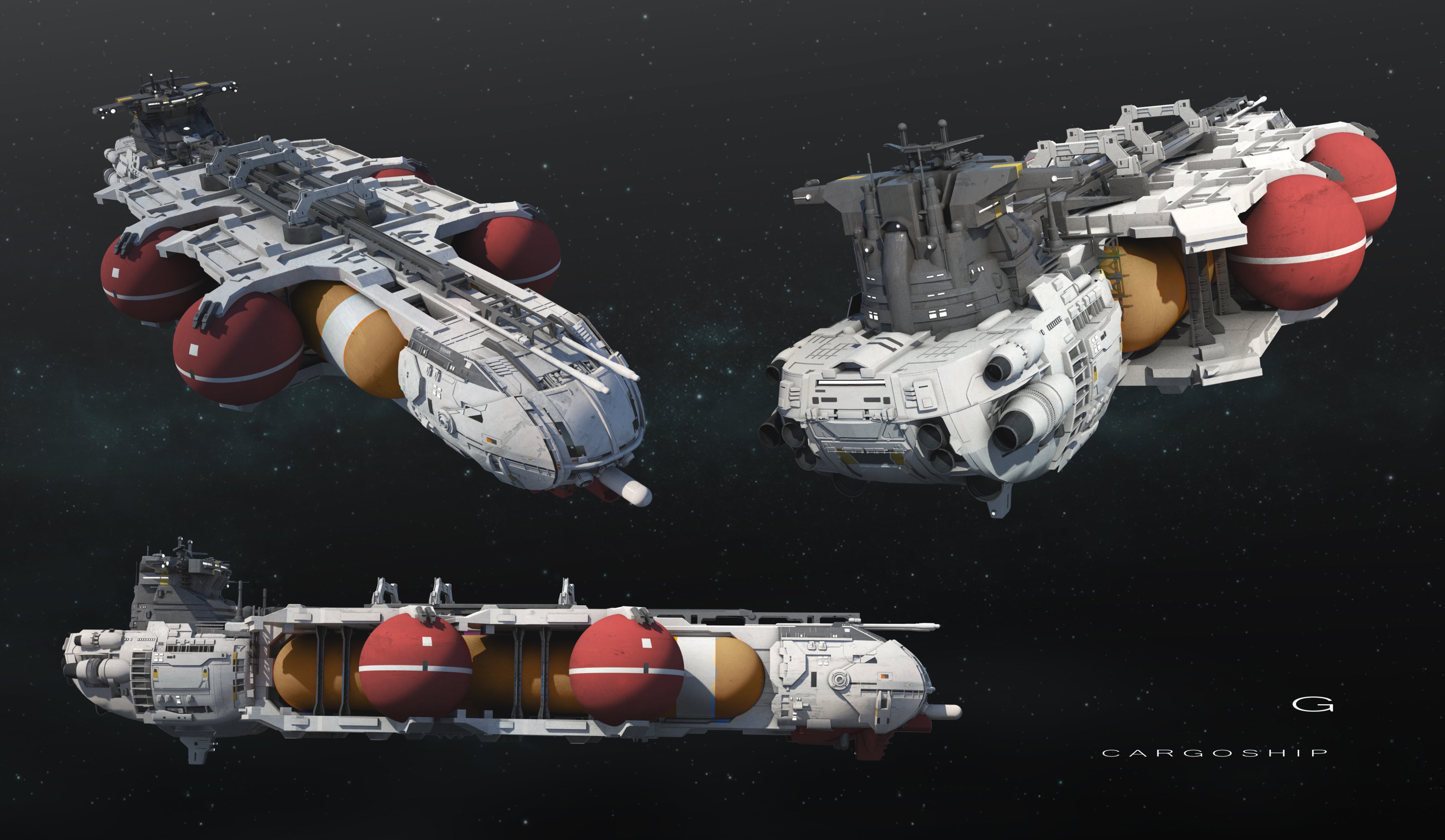 Space Cargo Ship Concept Art