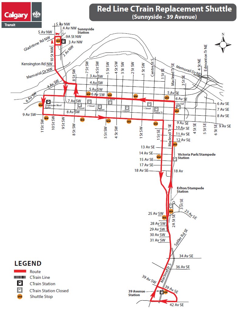 Calgary Transit Red Line Map