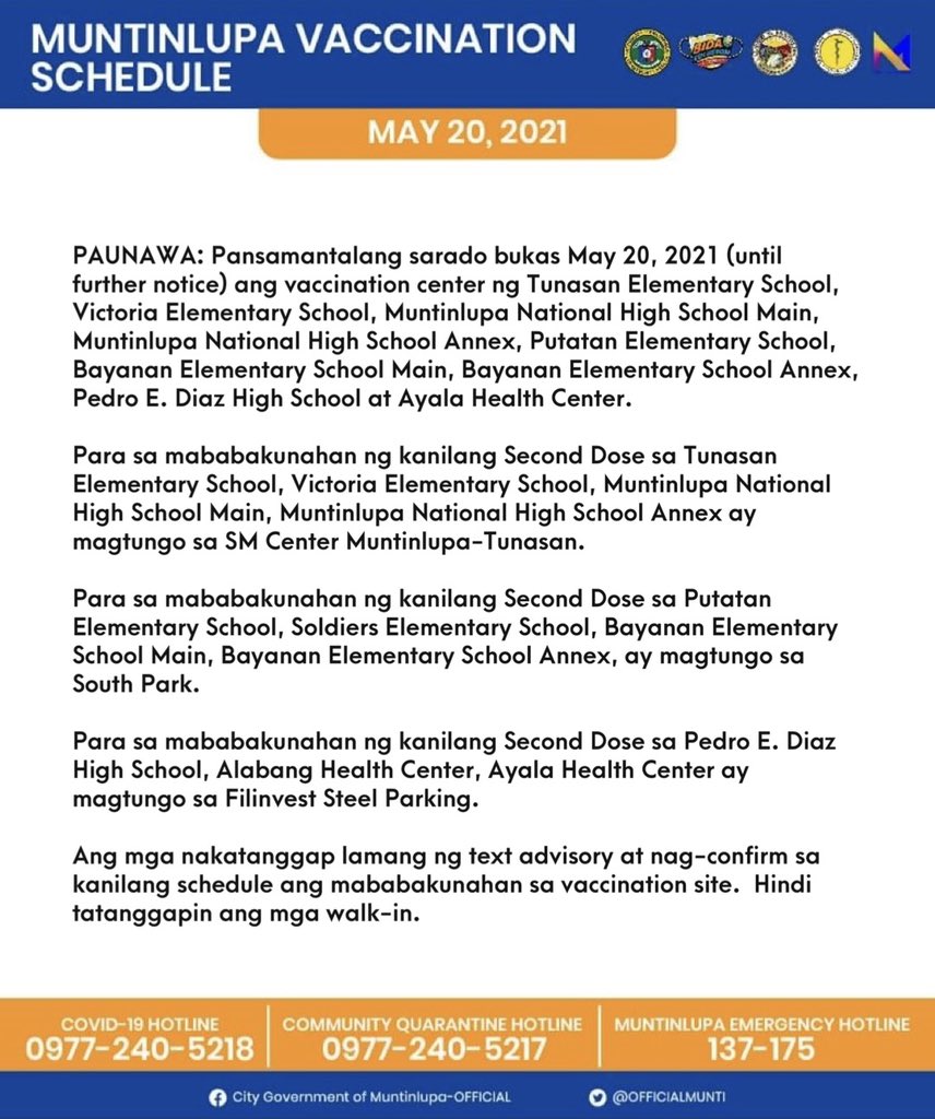 Official Muntinlupa On Twitter Vaccination Sa Munti Tingnan Ang