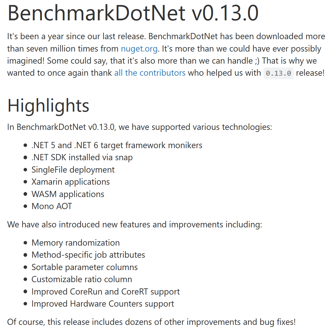 Andrey Akinshin on Twitter: "#BenchmarkDotNet v0.13.0 has been released! Now we support .NET 5 ...