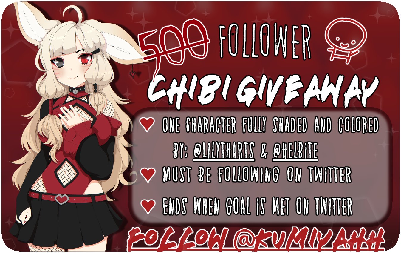 𝒦𝓊𝓂𝒾𝓎𝒶𝒽 【VTuber】사랑 on Twitter: "🌸🌟500 FOLLOWER GOAL GIVEAWAY!🌟🌸 1 Fully colored and shaded Chibi ...