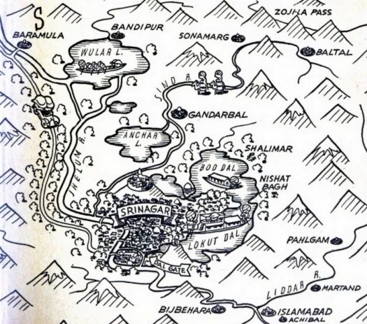 Map Archive Kashmir. 1: Father Monserrate’s Map, 1590. 2: Map by Sanson ...