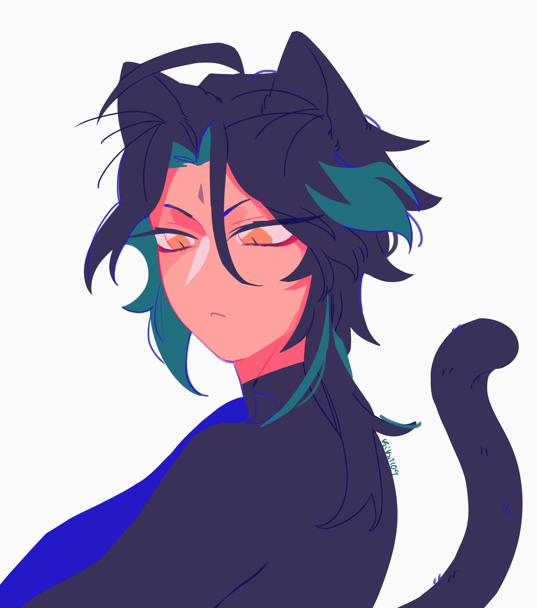 「extra catboy xiao because i liked the co」|kikiのイラスト