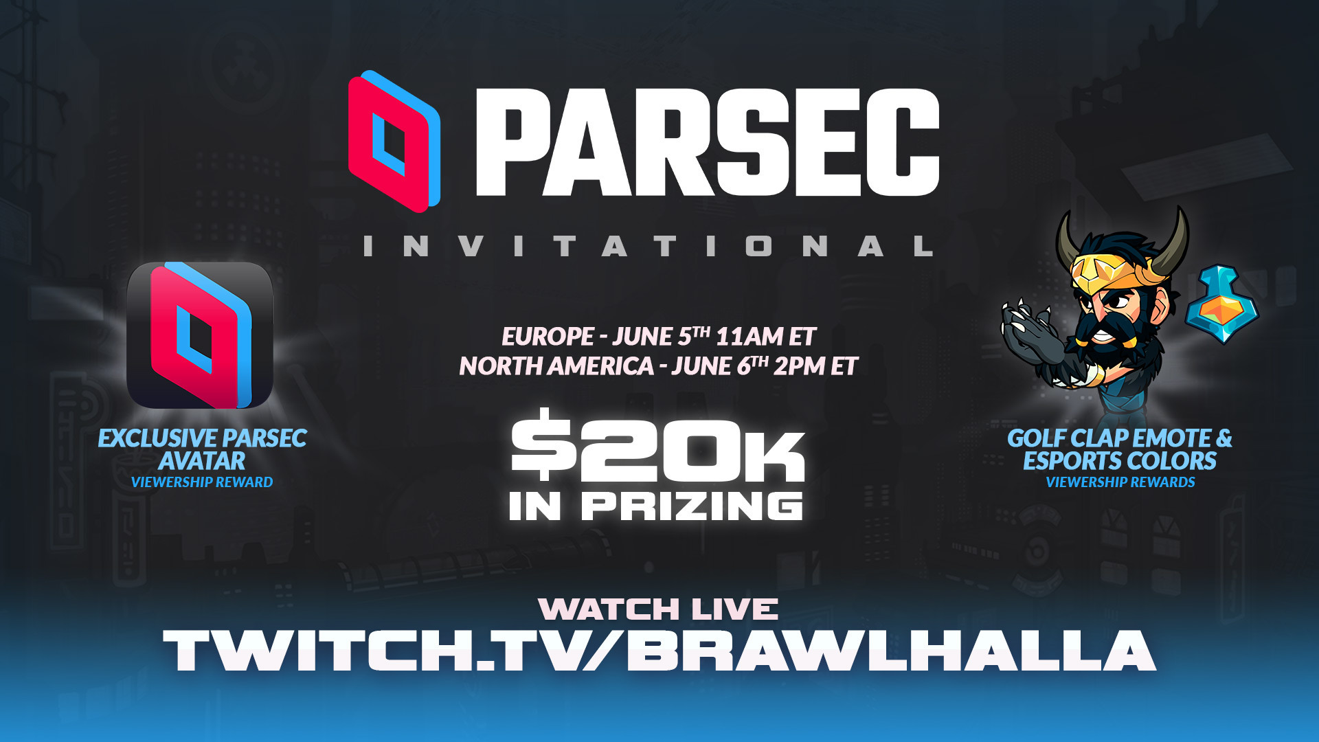 Brawlhalla Esports on Twitter: "To celebrate the Parsec invitational this weekend, we're giving ...