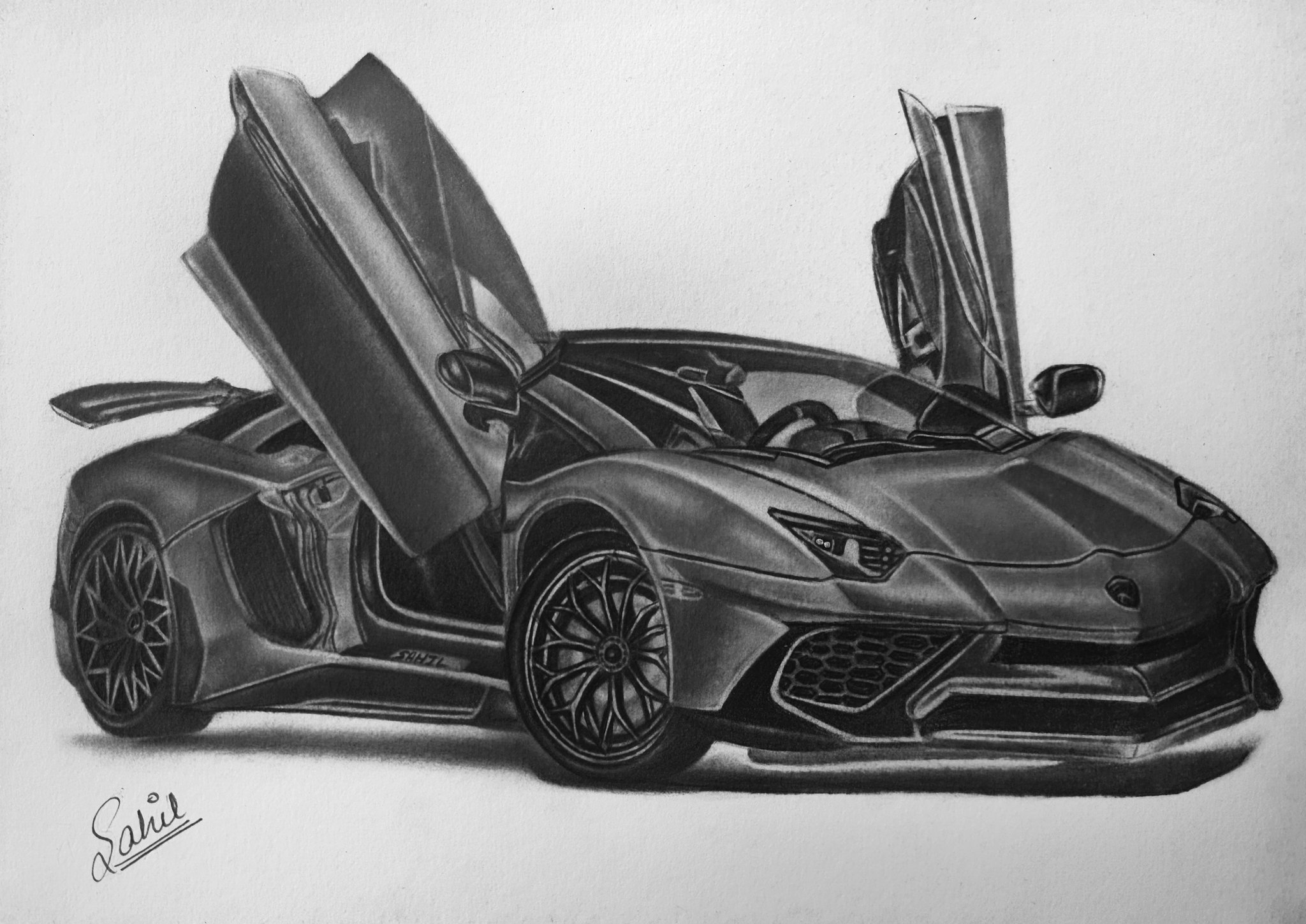 Lamborghini Aventador Drawings In Pencil