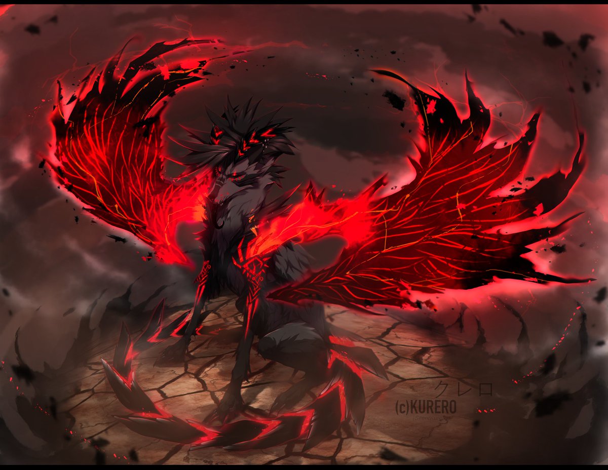 Fire Wolf With Wings