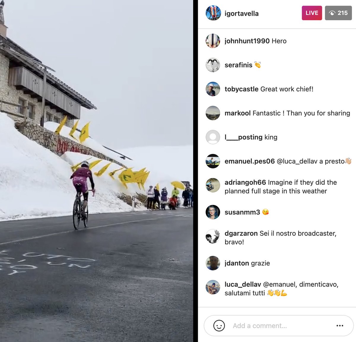 Benji Naesen on Twitter: "Igor just confirmed live he has a strong 4G connection there. 😂 #Giro…