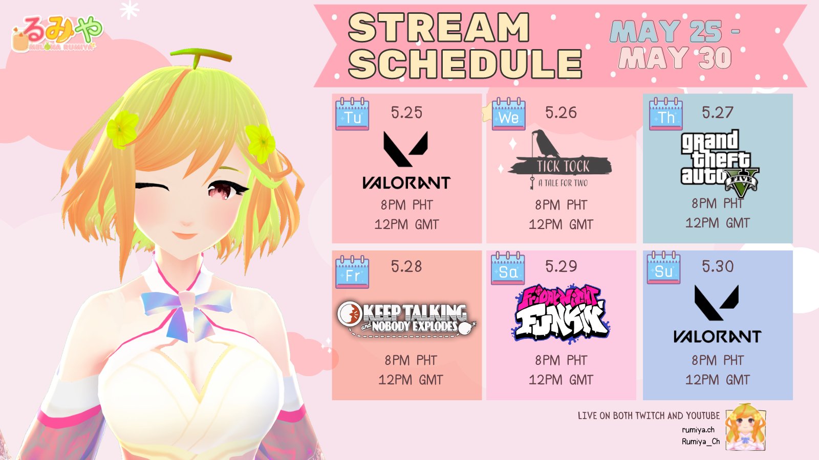 Melona Rumiya 🍈 DONOTHON JULY 1 on Twitter: "Schedule for the last week of May ! Collab week ~ I ...