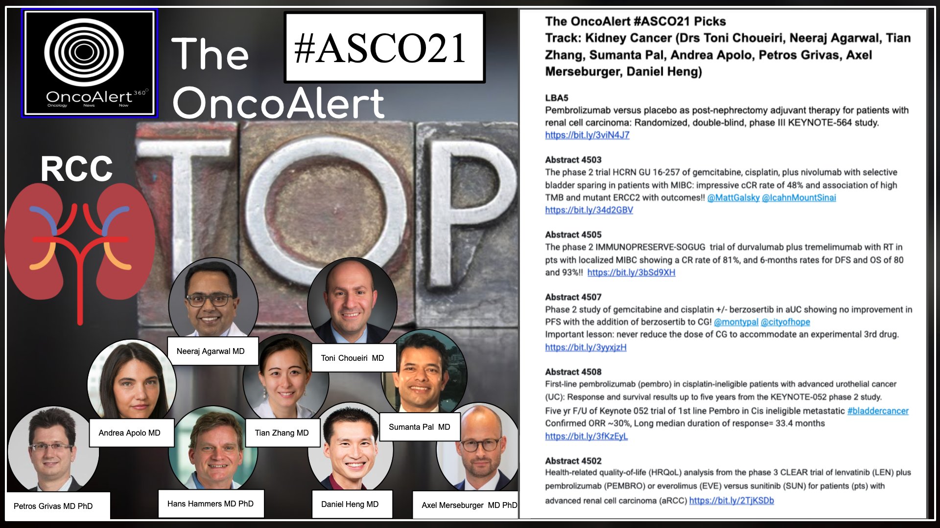 OncoAlert on Twitter: "The @OncoAlert 🚨TOP Abstract Picks #ASCO21 Continue🙌 #KidneyCancer Track ...
