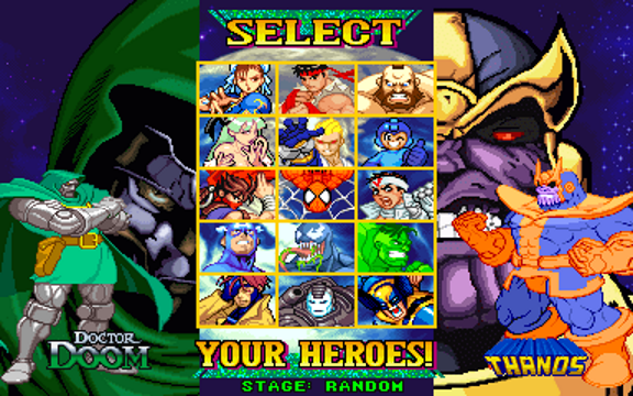 Marvel Vs Capcom 1 Character Select