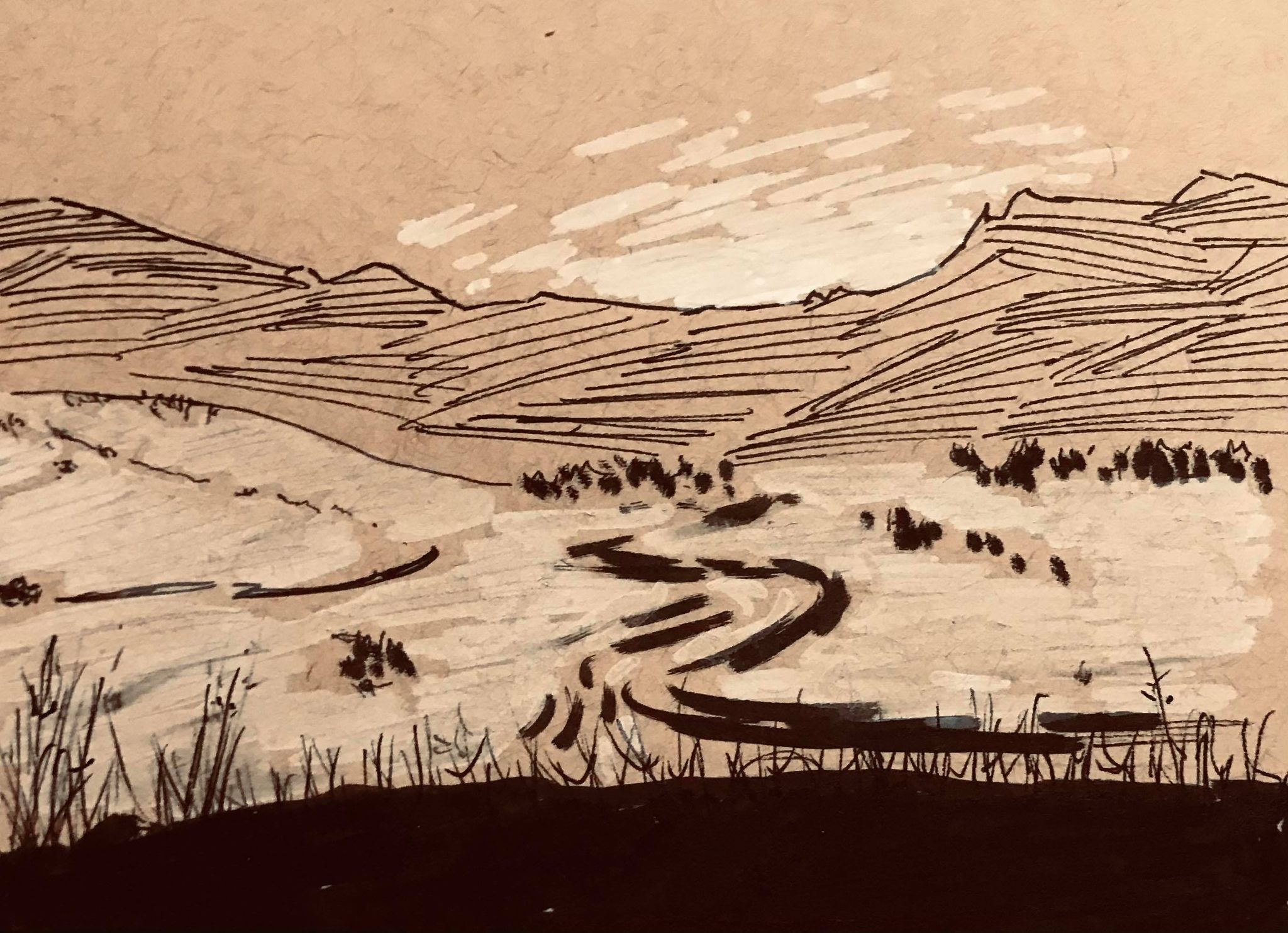 Colorado Mountain Landscape Drawing