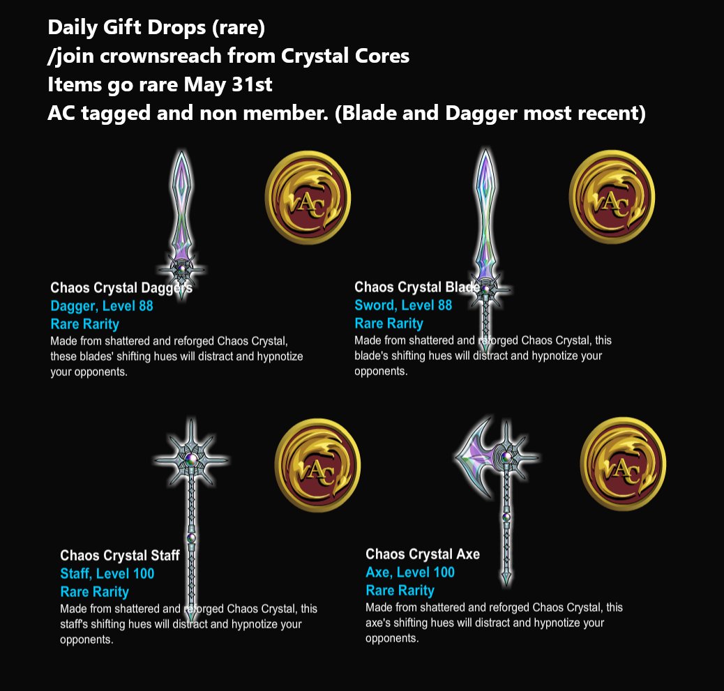 AQW News and Reddit on Twitter: "There are new daily gift drops in /join crownsreach from the ...