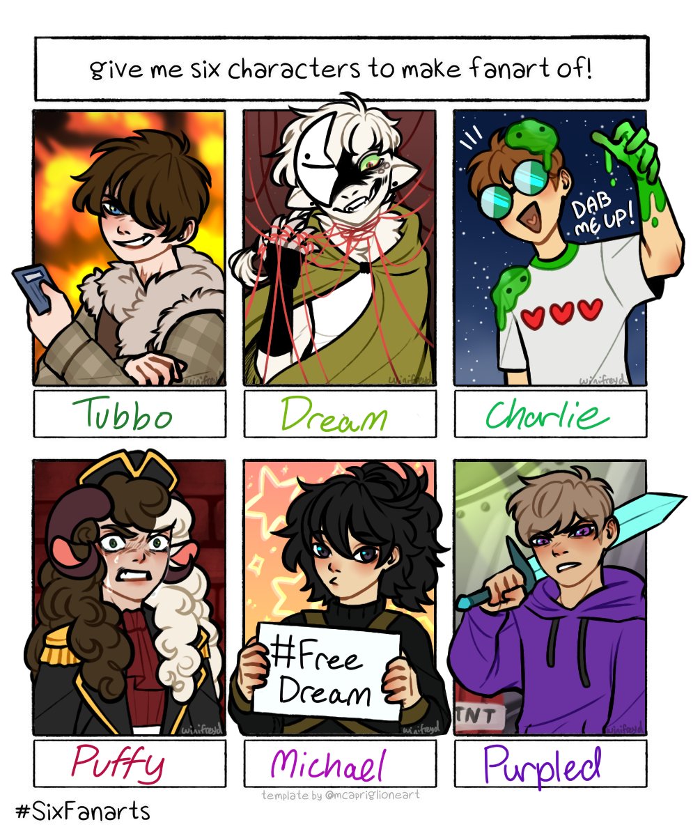 「#SixFanarts with dsmp characters #drea」|freyd 🌗の漫画