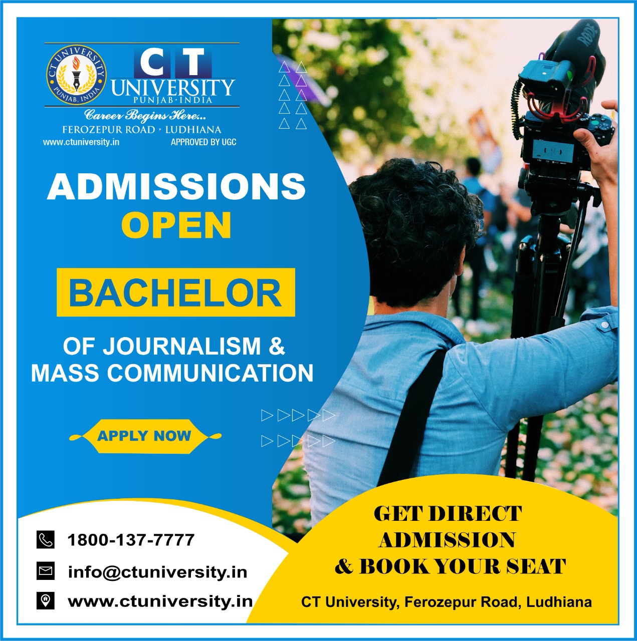 CT University on Twitter: "Admissions Open, CT University Study Journalism and Mass ...