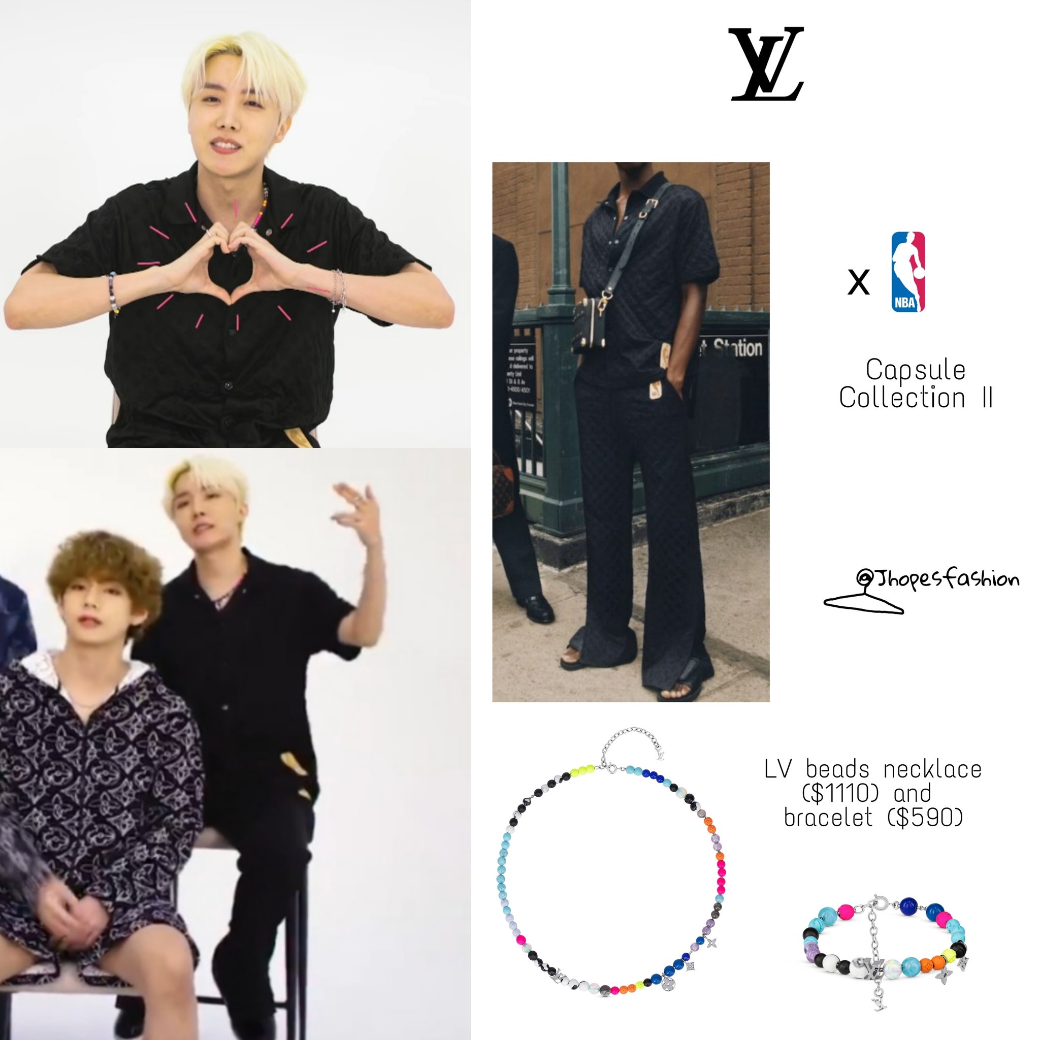 j hope s closet rest on X Hoseok s Louis Vuitton x NBA outfit and LV bracelet necklace 210526 BTSonLSSC Jhope Jhopefashion BTS https t x6Ueqkc2Ov X