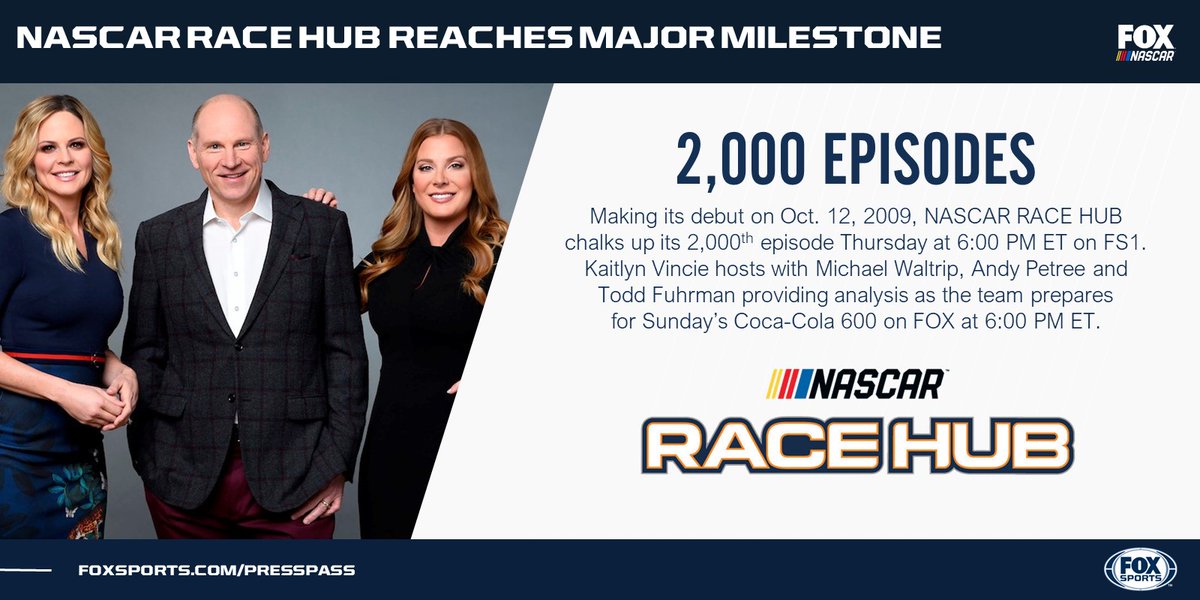 NASCAR Race Hub will reach 2000 episodes on Thursday : r/NASCAR