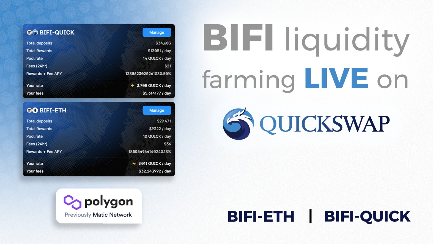 Beefy on Twitter: "🐲 BIFI Liquidity Pairs Added to @QuickswapDEX 🐲 We're very happy to announce ...